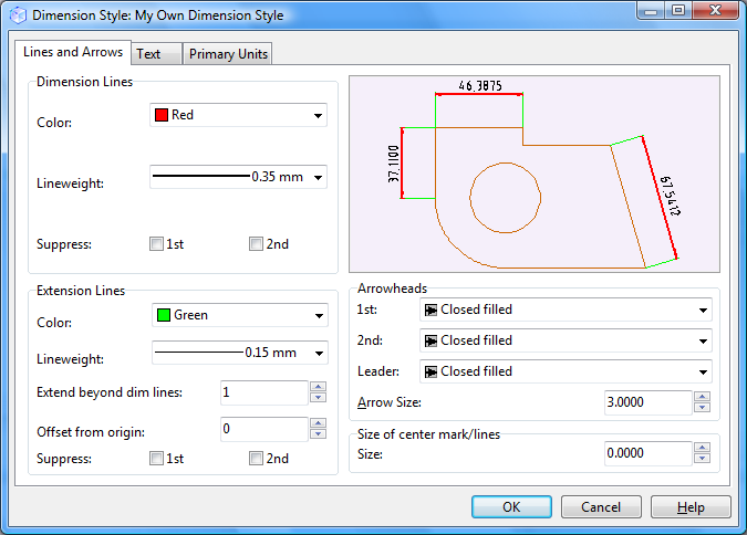 User Interface Editor Drawing Tools Dimension Dimension Styles